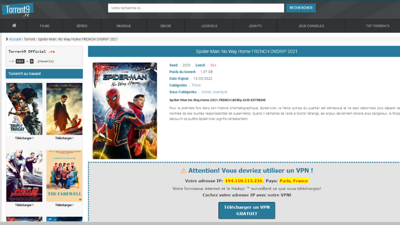 Voici la (VRAIE) adresse URL 2022 du site Torrent9 ️