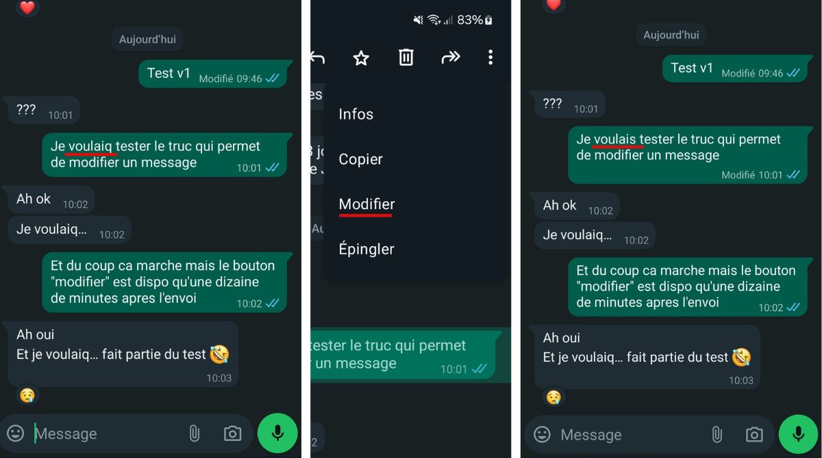 Comment modifier facilement un message envoyé sur WhatsApp